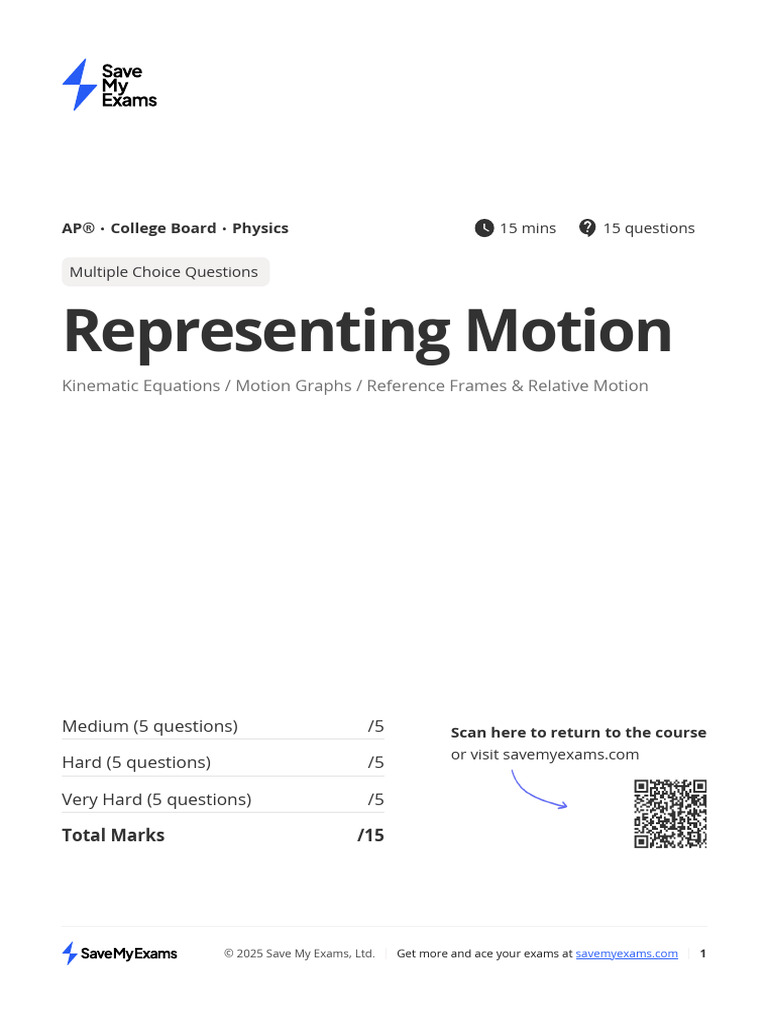 Unit 1 QP Representing Motion-1 | PDF | Acceleration | Velocity