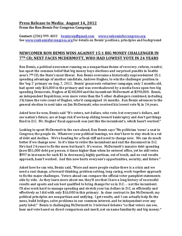 Ron Bemis Upsets Big Money in Election | PDF | The United States ...