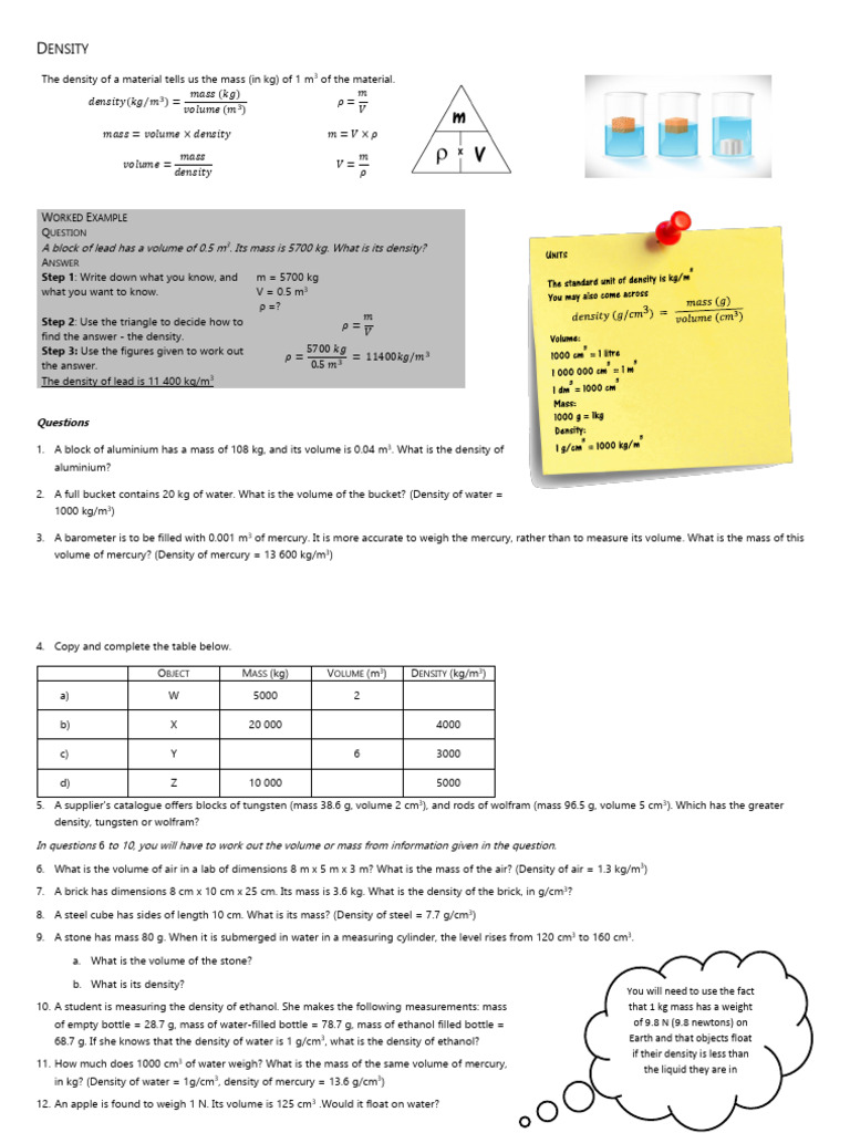 Extension Density Calculations | PDF | Density | Volume
