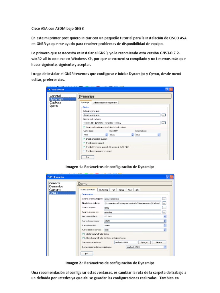 Cisco ASA Con ASDM Bajo GNS3 | PDF | Point and Click | Archivo de ...