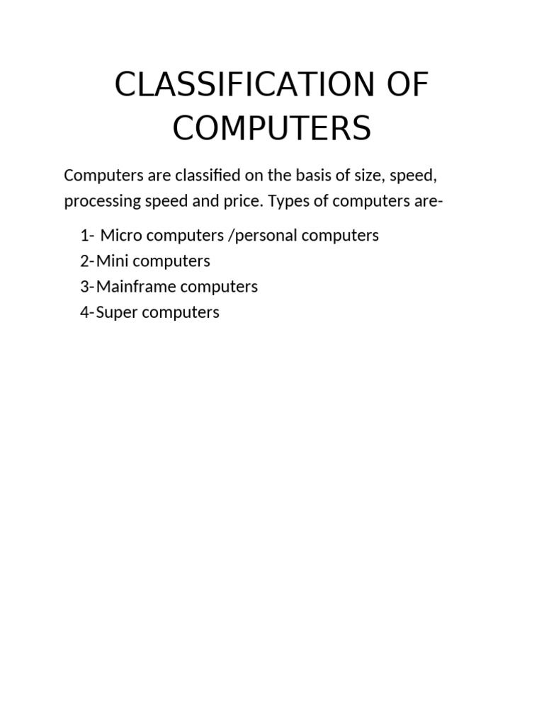 Classification of Computers | PDF