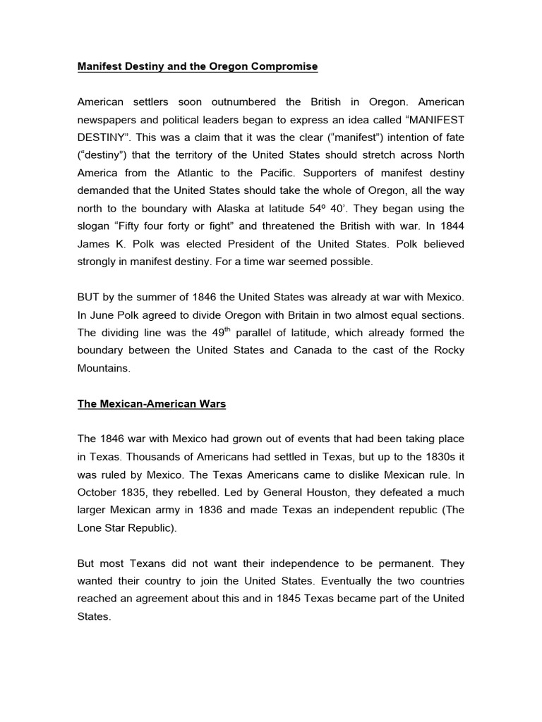 Manifest Destiny and the Mexican-American War | PDF