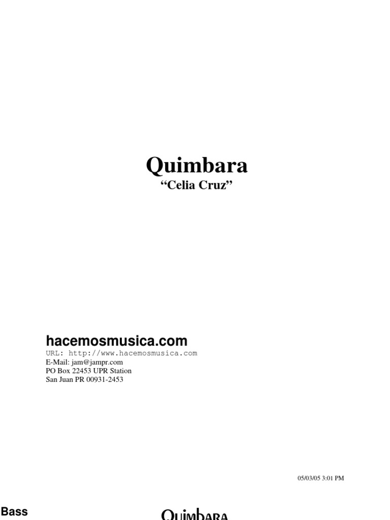 Partitura de Quimbara - Celia Cruz | PDF | Argent | Loisirs