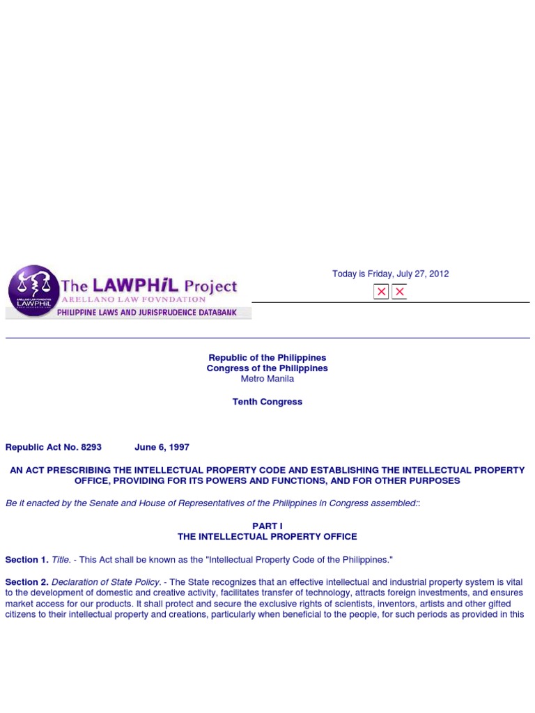 RA 8293-Intellectual Property Code of The Philippines | PDF | Patent ...