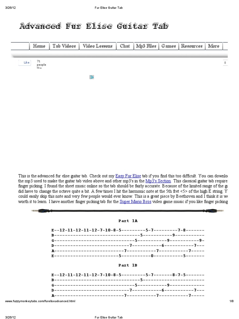 Fur Elise Guitar Tab | PDF | Guitars | Musical Compositions