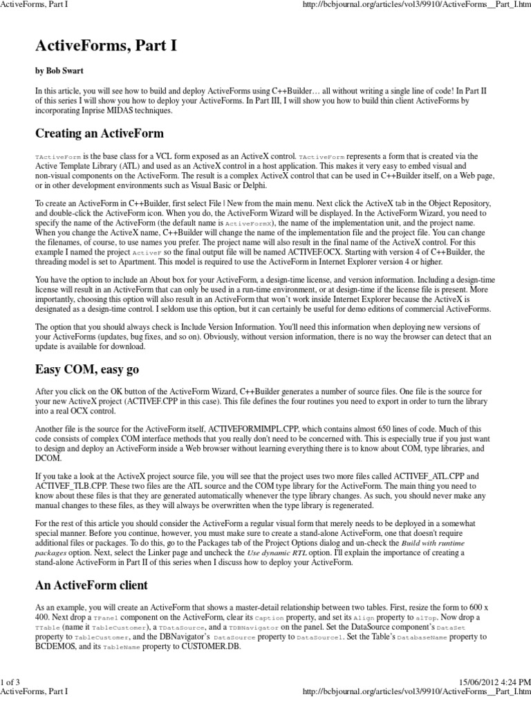 ActiveForms, Part I | PDF | Component Object Model | Software Engineering