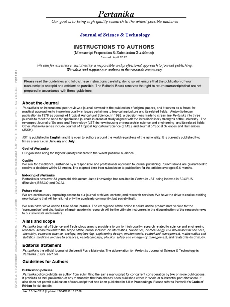 Authr Guidelines (JST) Ver 8 (4-2012) FNL 17 Apr 2012 | PDF | Editing ...