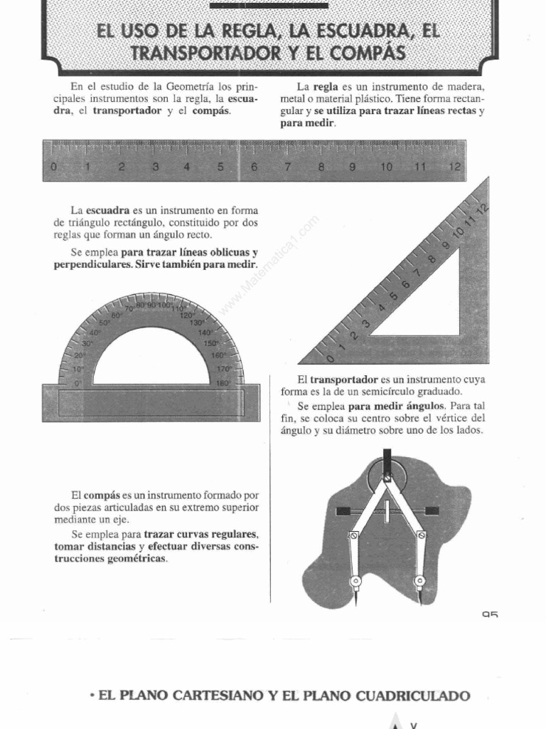 El Uso de La Regla, La Escuadra El Transportador y El Compás | PDF