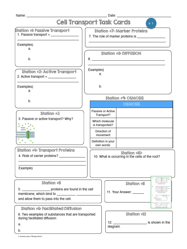 Spencer Noel - (answer sheet) Cell Transport Task Cards | PDF ...
