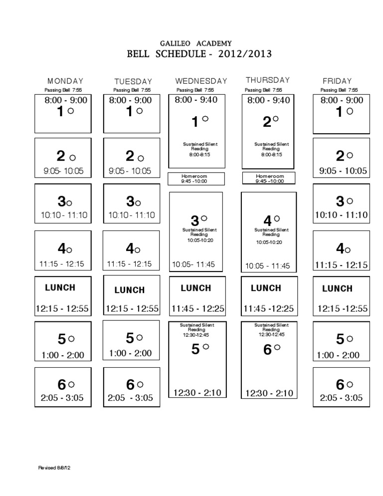 Galileo Academy 2012/2013 Bell Schedule | PDF | Home & Garden