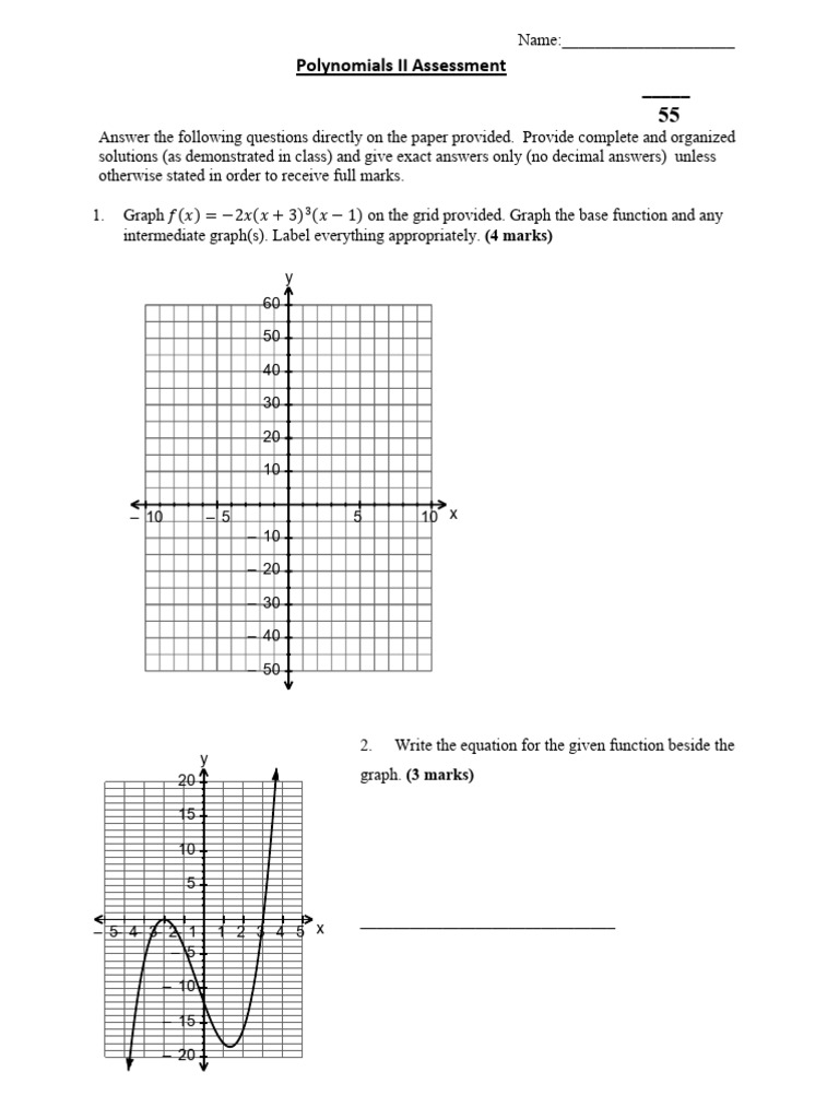 Unit 2 Polynomials II Assessment 2025-2026 Sem2 | PDF | Abstract ...