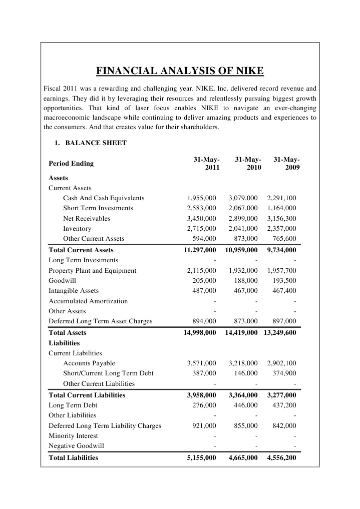 Financial Analysis of Nike | PDF | Expense | Revenue