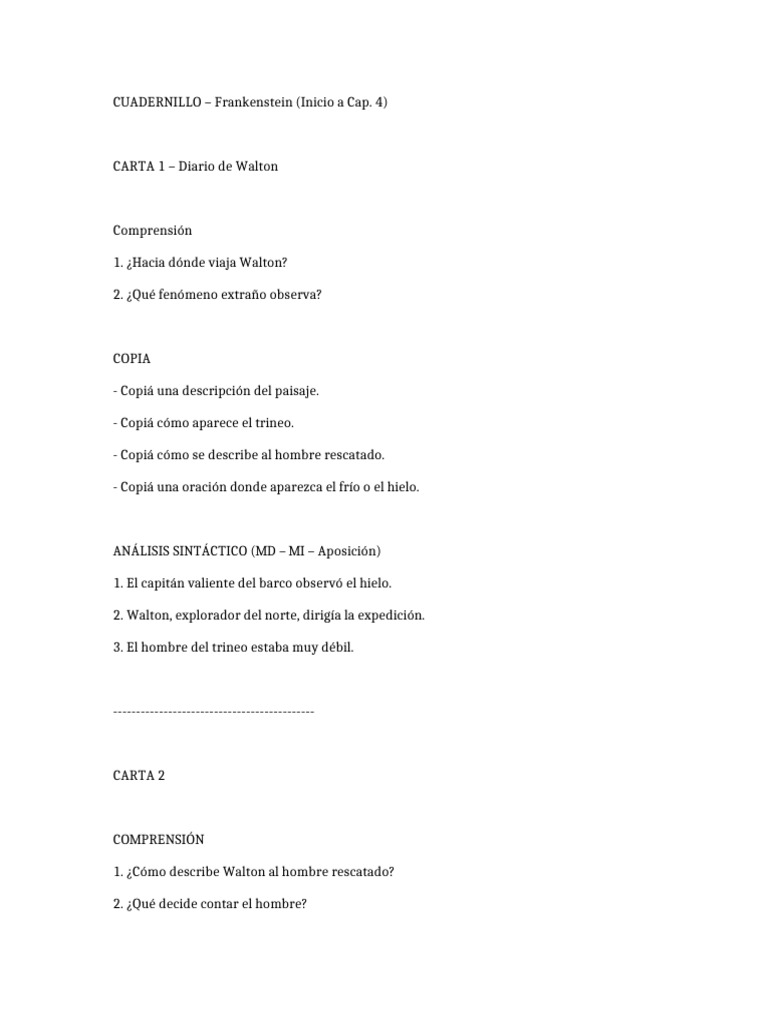 Frankenstein Actividades ACTUALIZADO | PDF