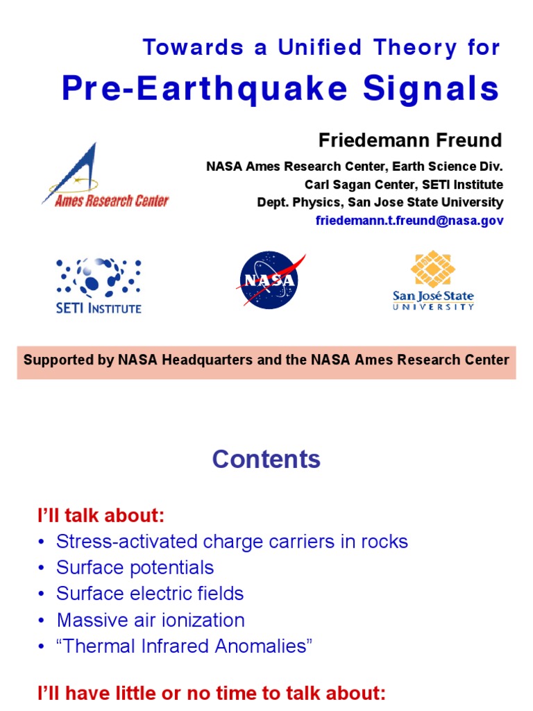 Friedemann Freund Towards A Unified Theory For Pre-Earthquake Signals ...