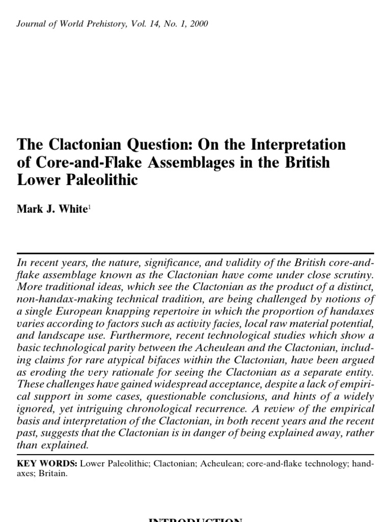 White, The Clactonian Question | PDF | Paleolithic | Stone Age