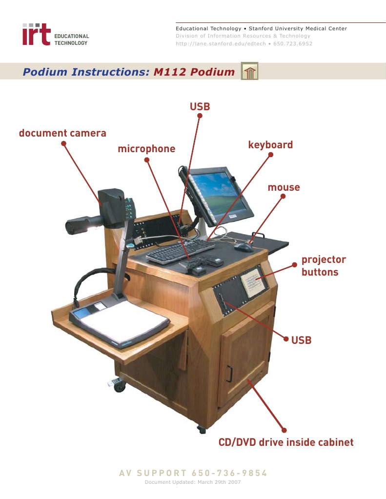 Podium Instructions:: USB Document Camera | PDF | Personal Computers | Laptop