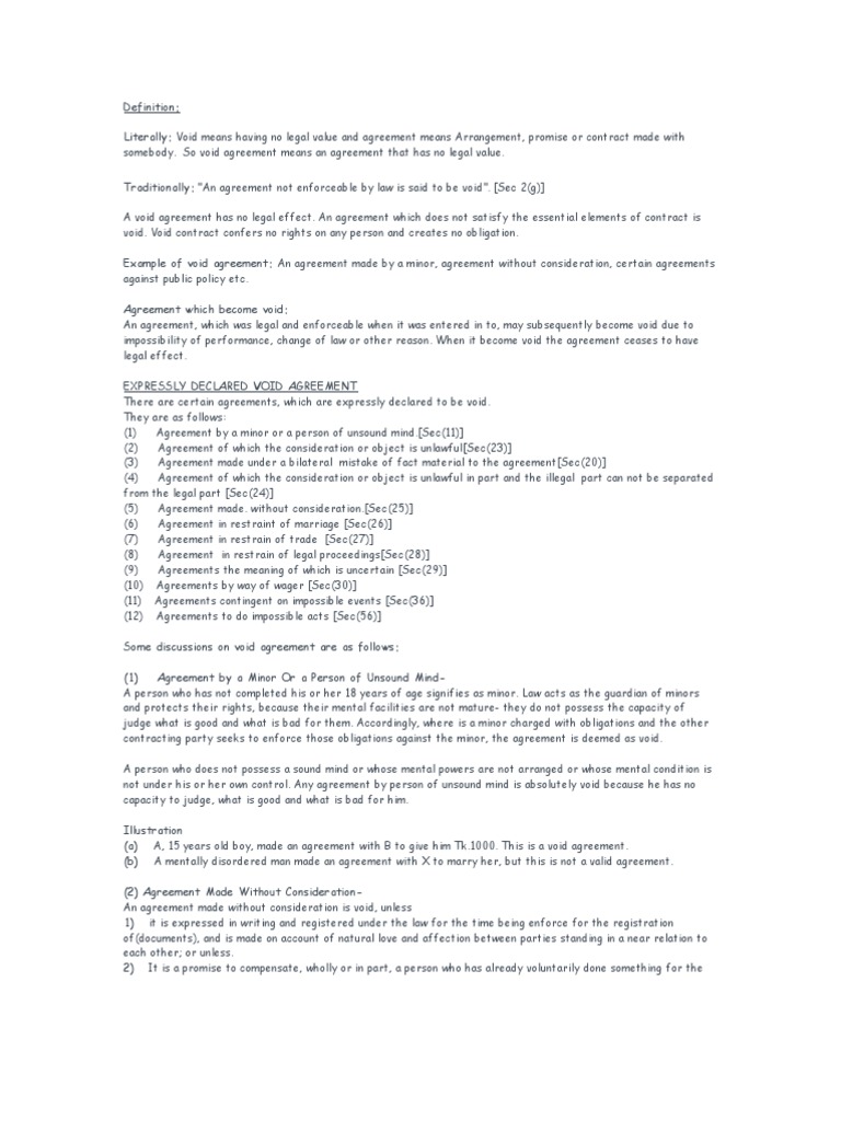Void Agreement | Consideration | Marriage