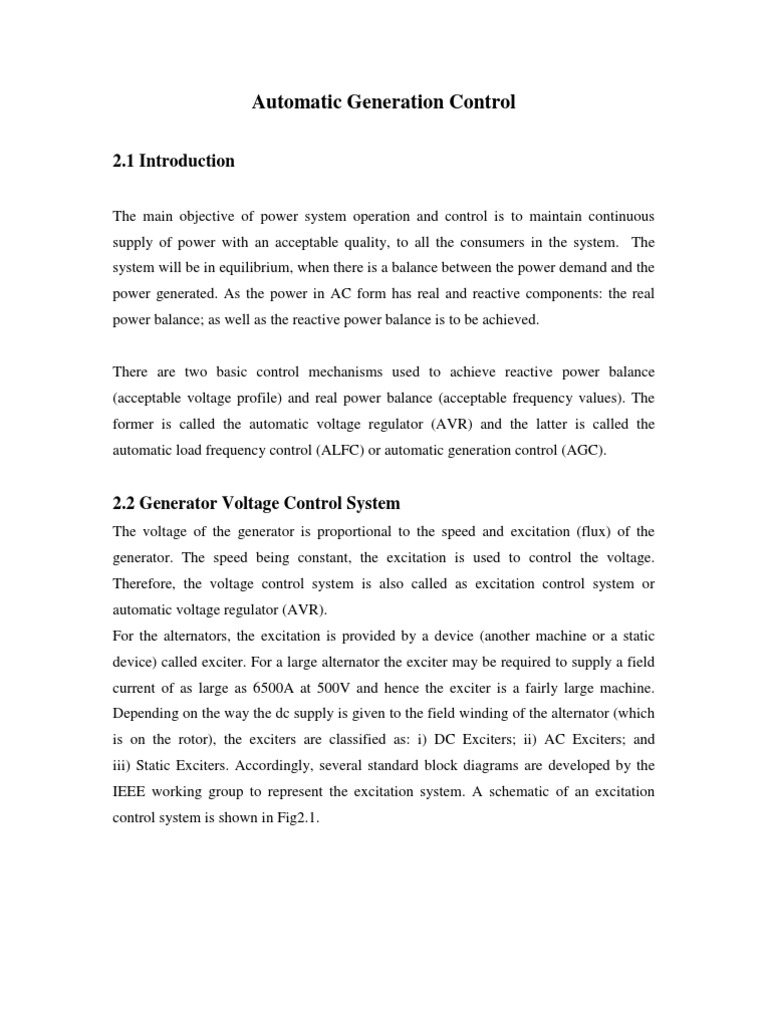Automatic Generation Control | PDF | Alternating Current | Power (Physics)