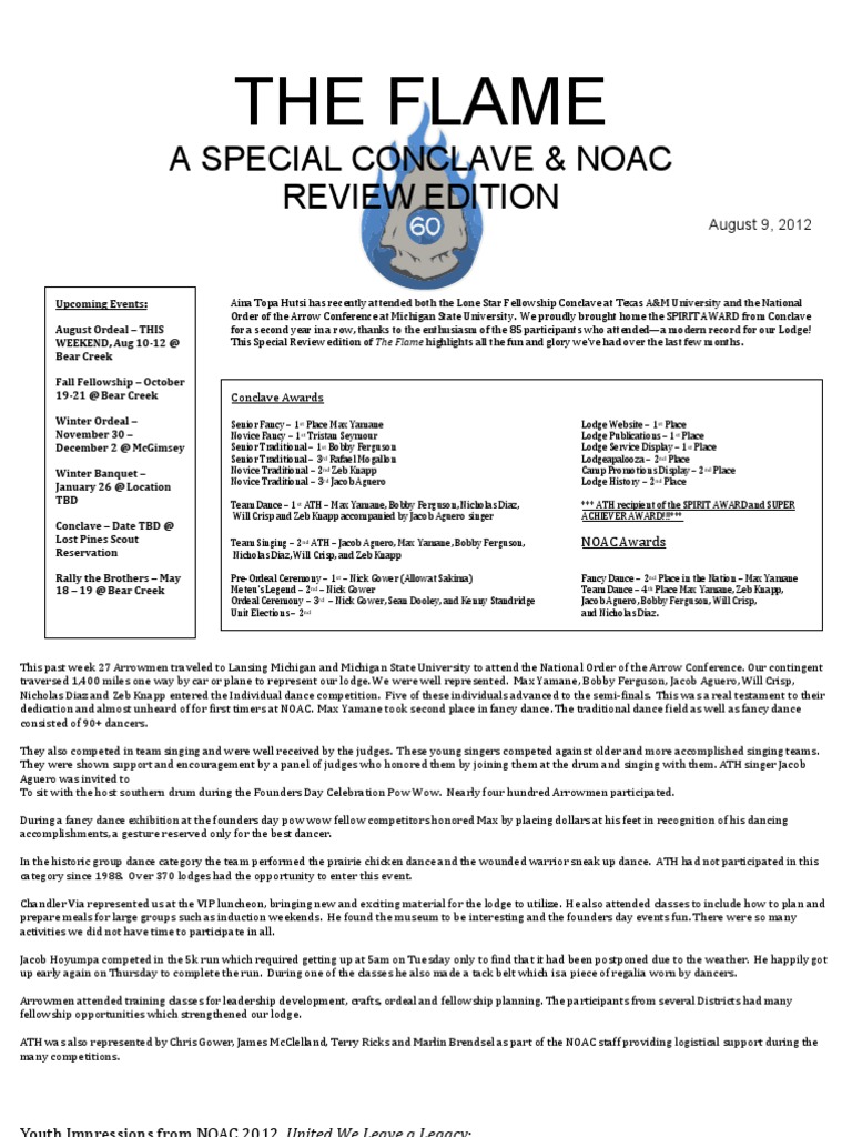 The Flame - Conclave & NOAC Special Edition 2012 | PDF | Sports ...