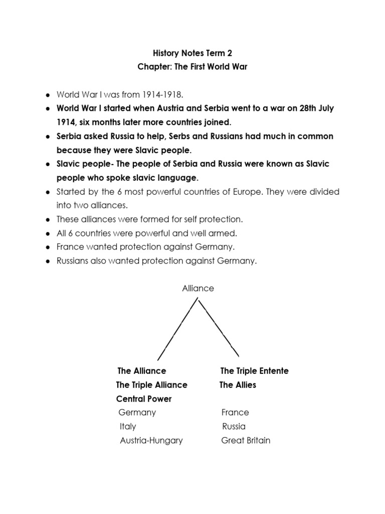 Notes World War I Term-2 (1) | PDF | Allies Of World War I | Trench Warfare