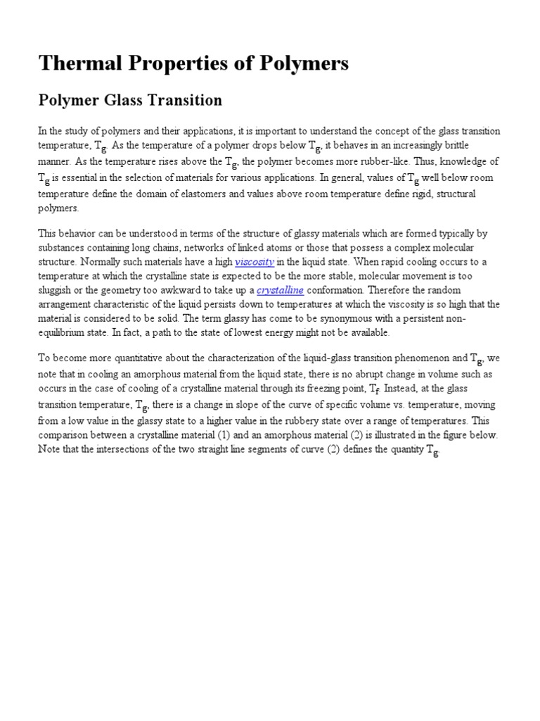 Thermal Properties of Polymers | PDF