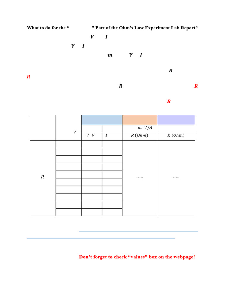 Ohms Law Experiment for Results Part | PDF
