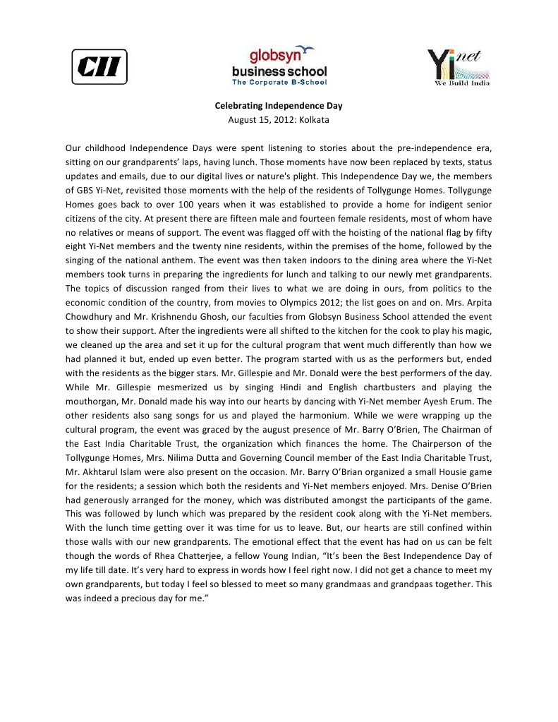 Independence Day Celebration - Report | PDF | Leisure