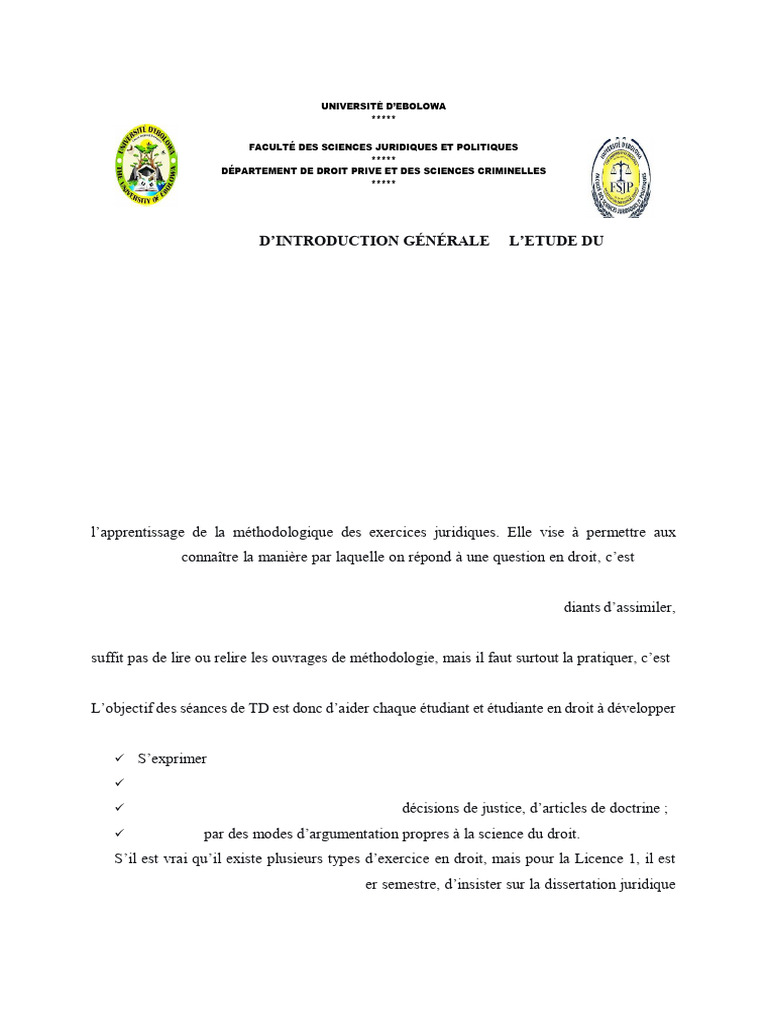 Fiche Des Td Intro Au Droit 2025-2026_022018 | PDF | Loi | Constitution
