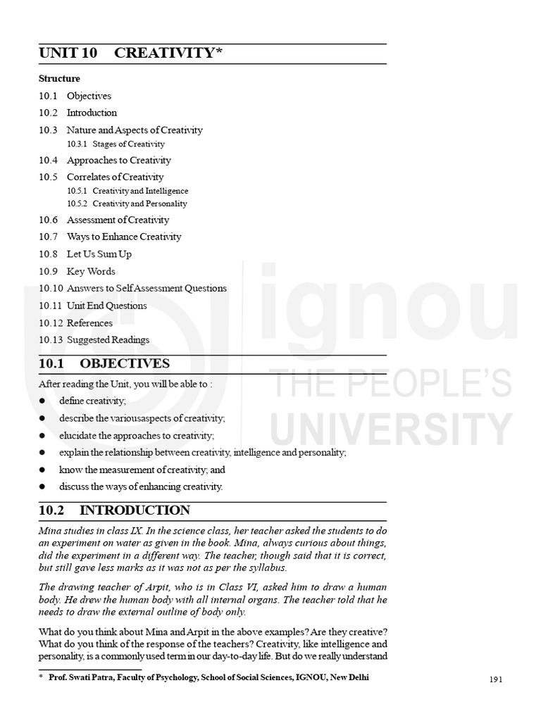 Unit-10 | PDF | Creativity | Thought