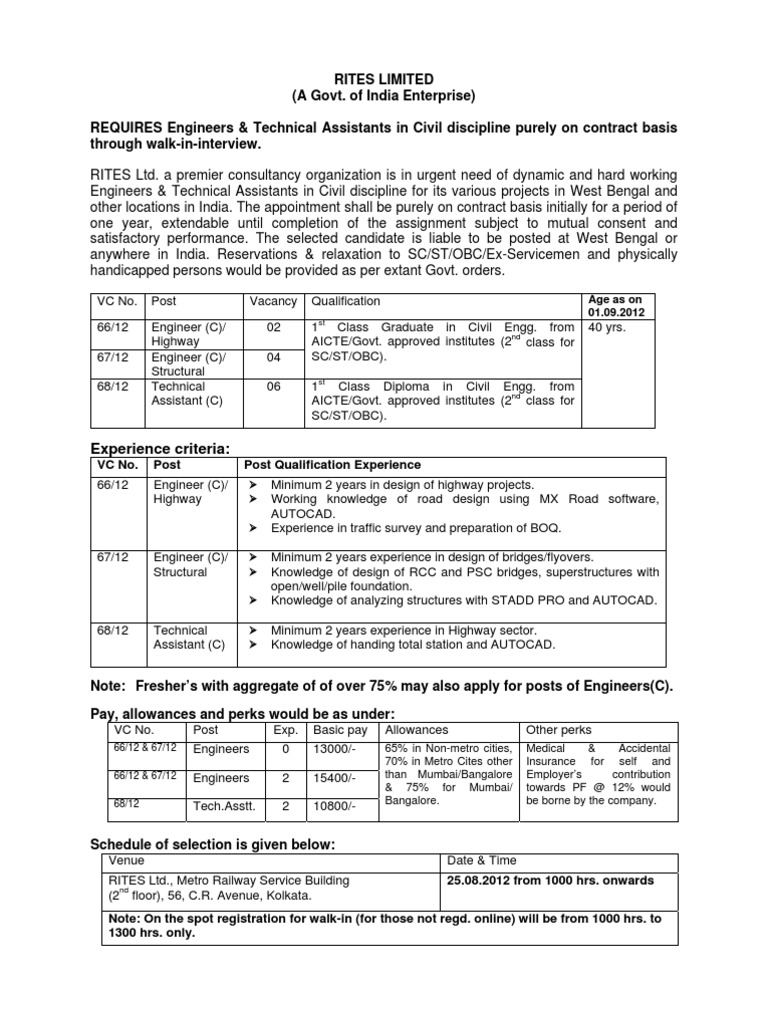 Experience Criteria:: VC No. Post Post Qualification Experience | PDF ...