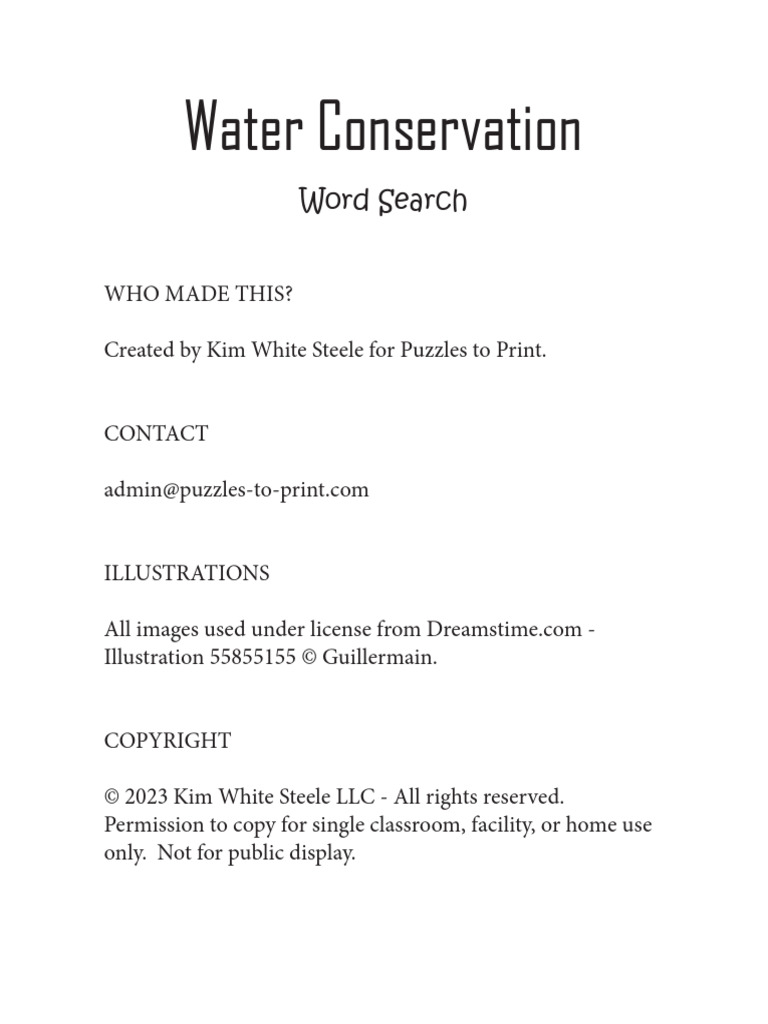 Water Conservation Word Search | PDF | Word Search | Word Puzzles
