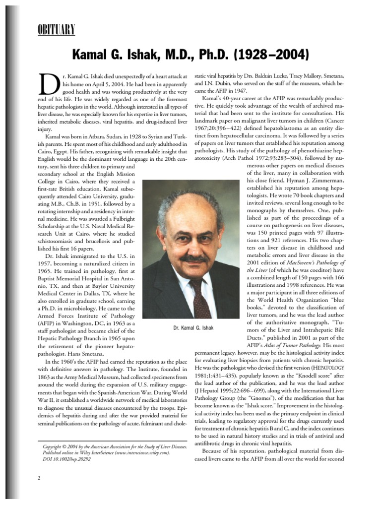 DR Kamal G Ishak | PDF | Pathology | Hepatitis