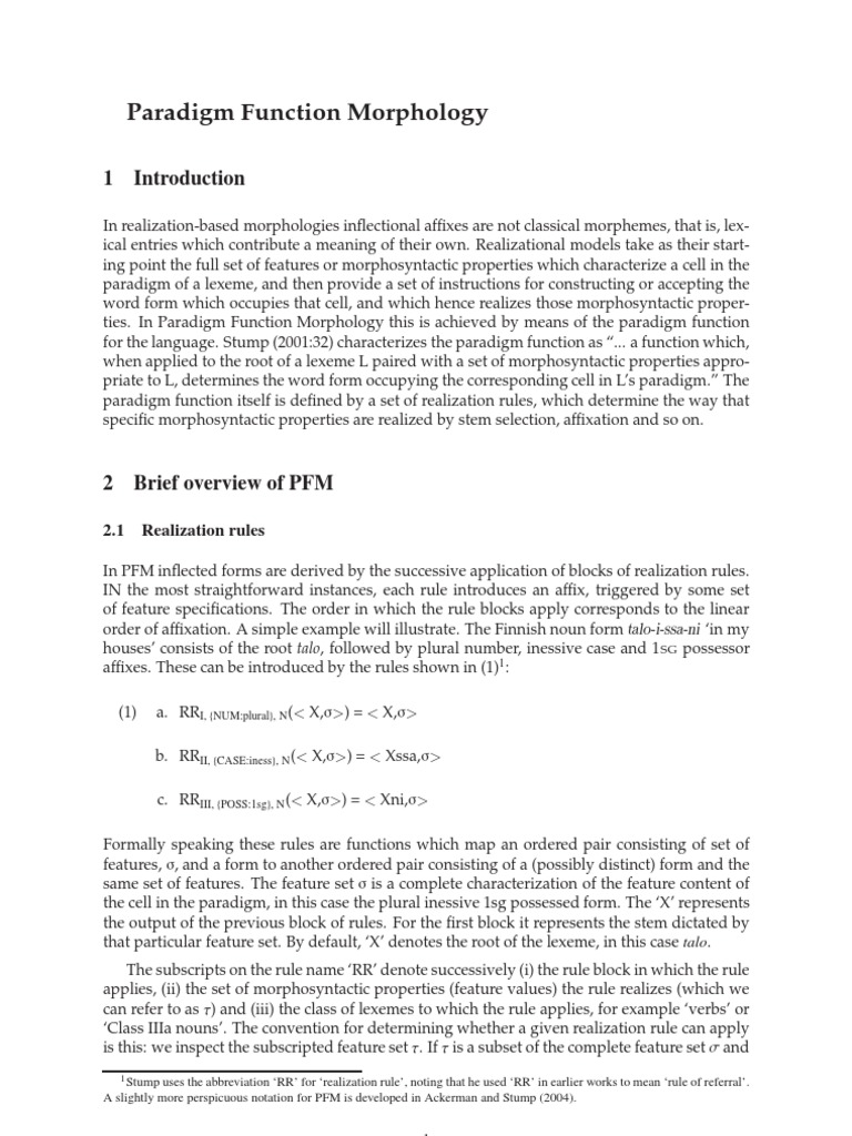 Overview of Paradigm Function Morphology | PDF | Morphology ...