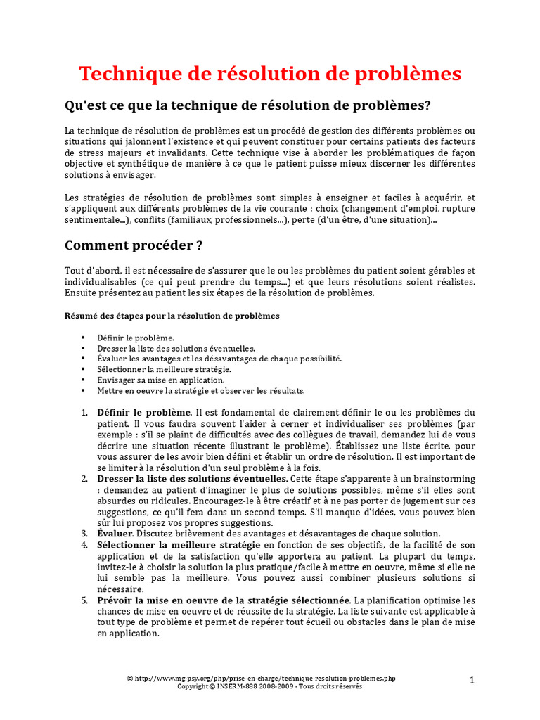 Technique de Resolution de Problemes | PDF