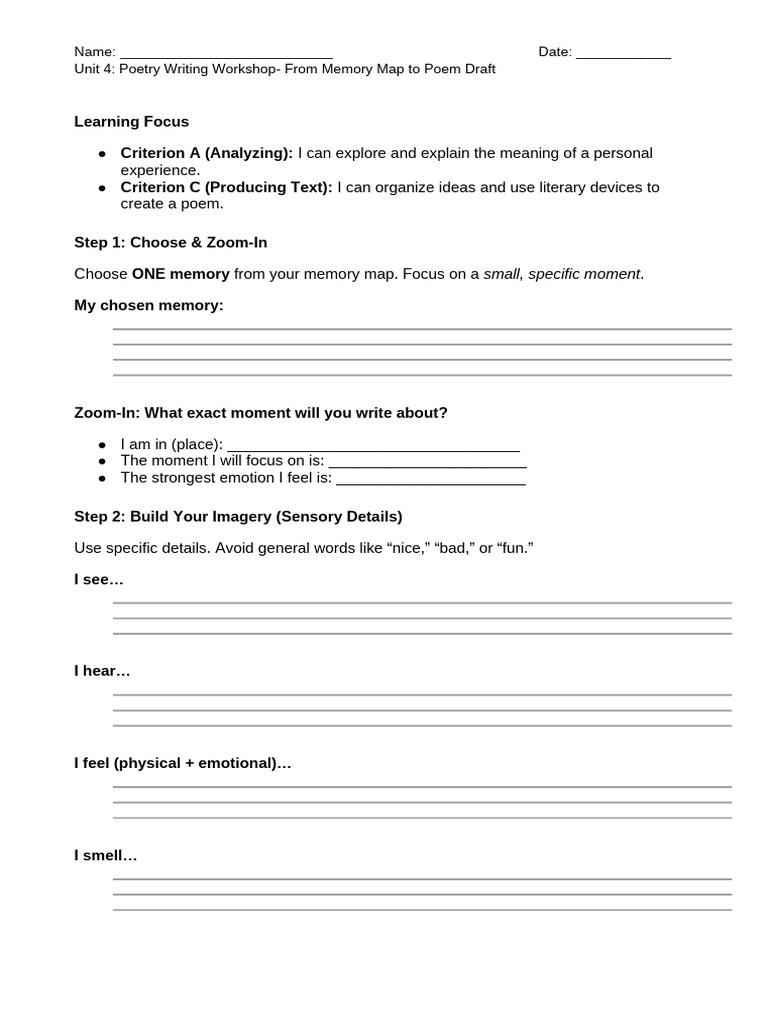 From Memory Map to Poem Draft | PDF | Poetry | Memory