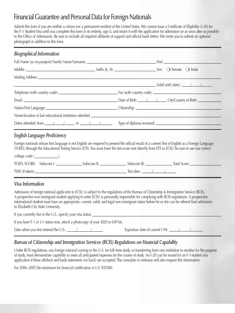 Financial Guarantee Form | PDF | Immigration Law | Government