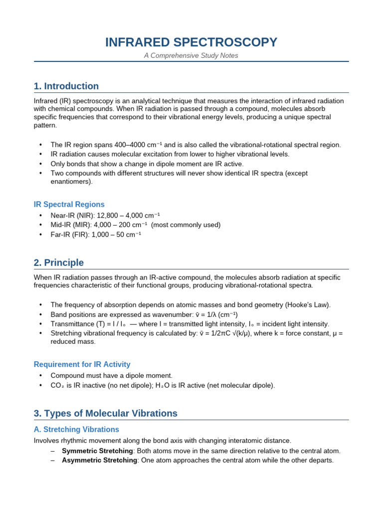 IR_Spectroscopy_Notes | PDF | Infrared Spectroscopy | Spectroscopy