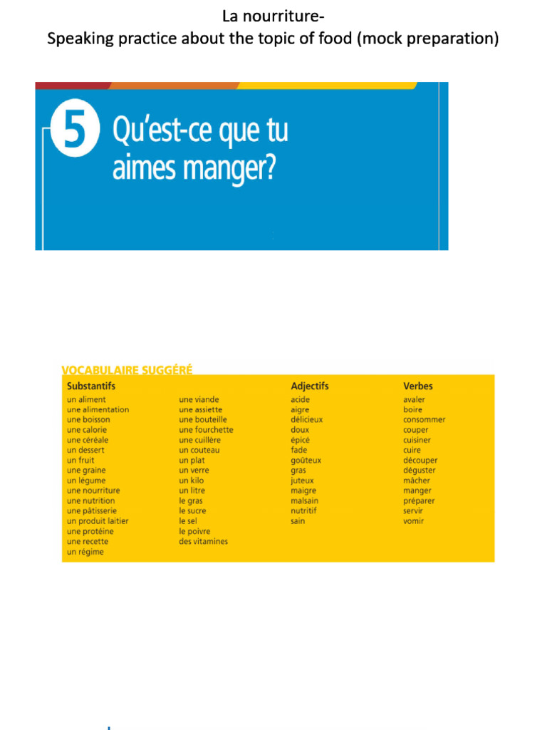 Mock Speaking Practice-food (1)[1] | PDF | Repas | Comportement ...
