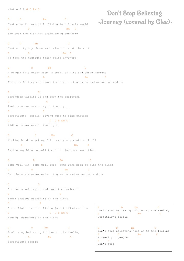 "Don't Stop Believing" Lyrics | PDF