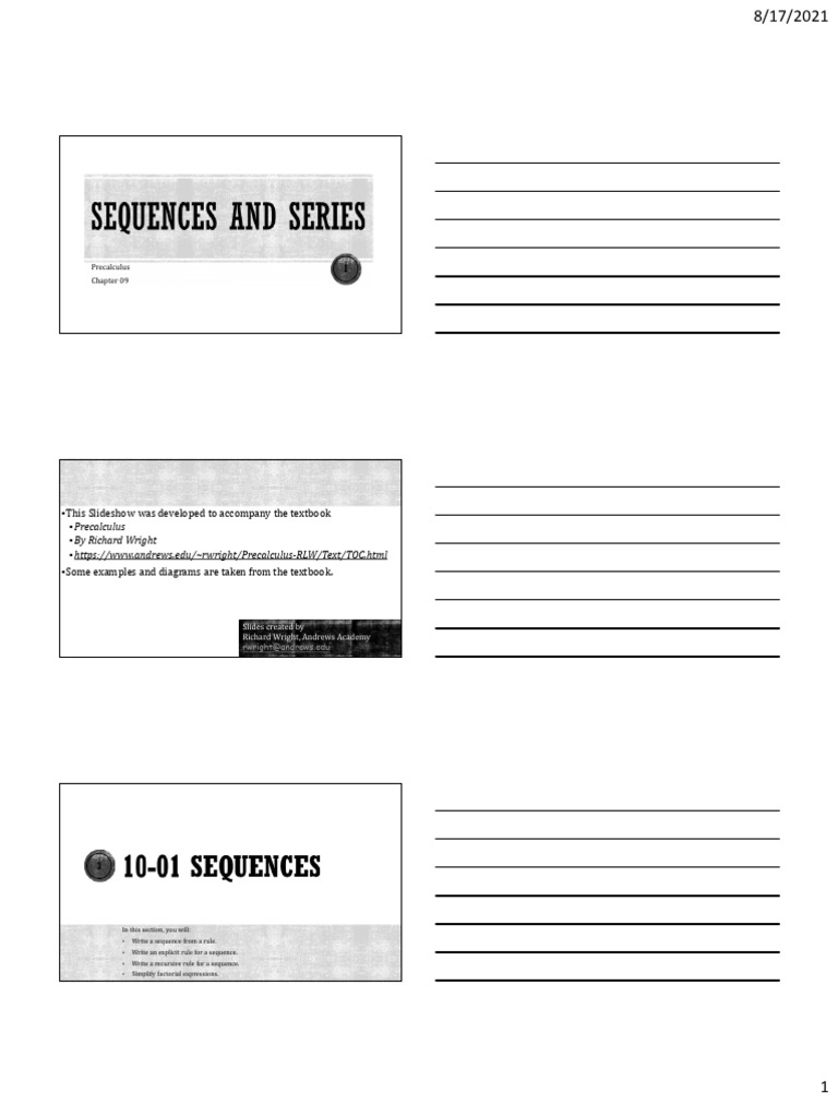 Precalculus 10 Sequences and Series (handouts) | PDF | Probability ...