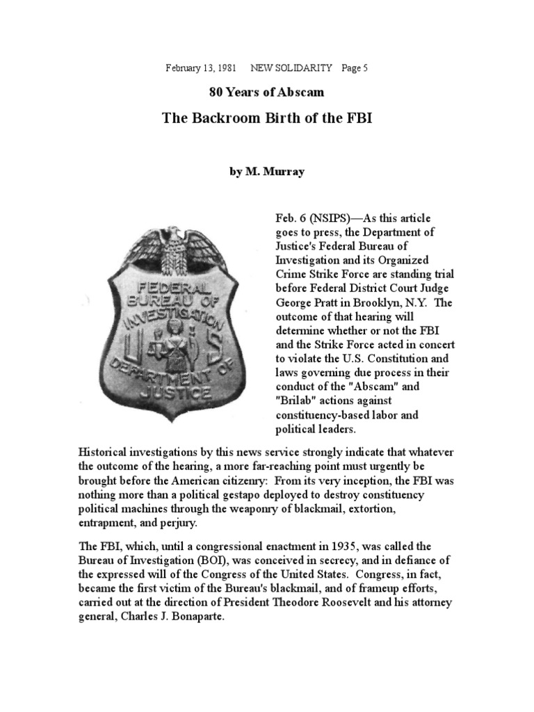 Backroom Birth of The FBI | PDF | Federal Bureau Of Investigation ...