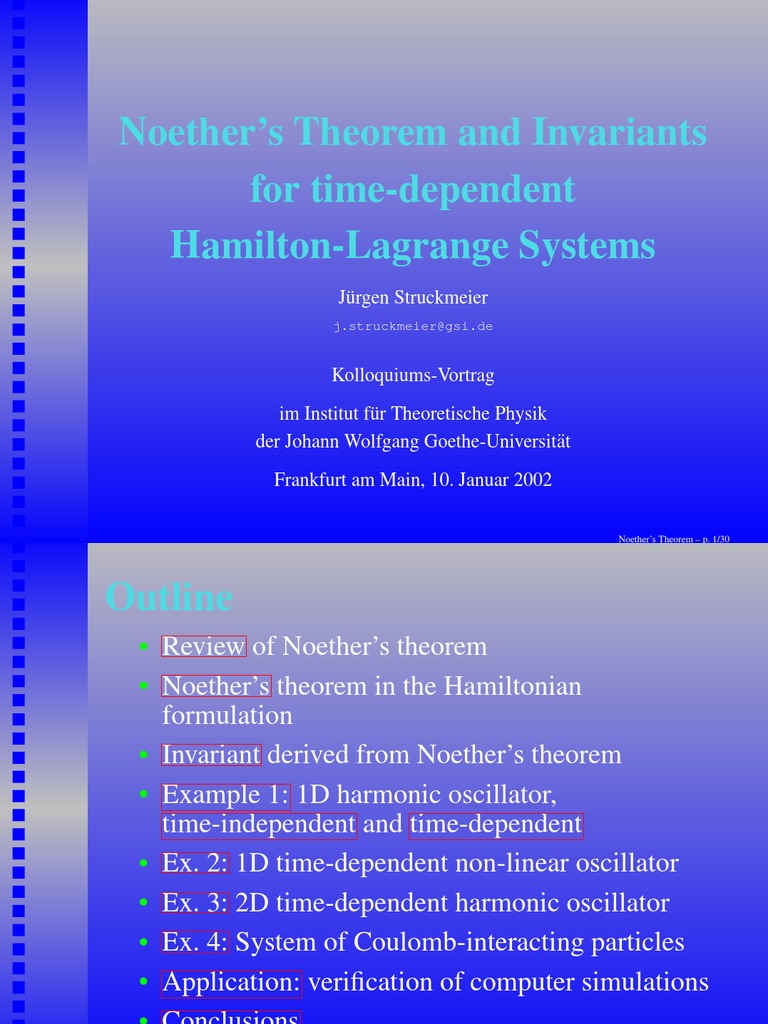 Noethet Theorem Invariants | PDF | Noether's Theorem | Dynamical System
