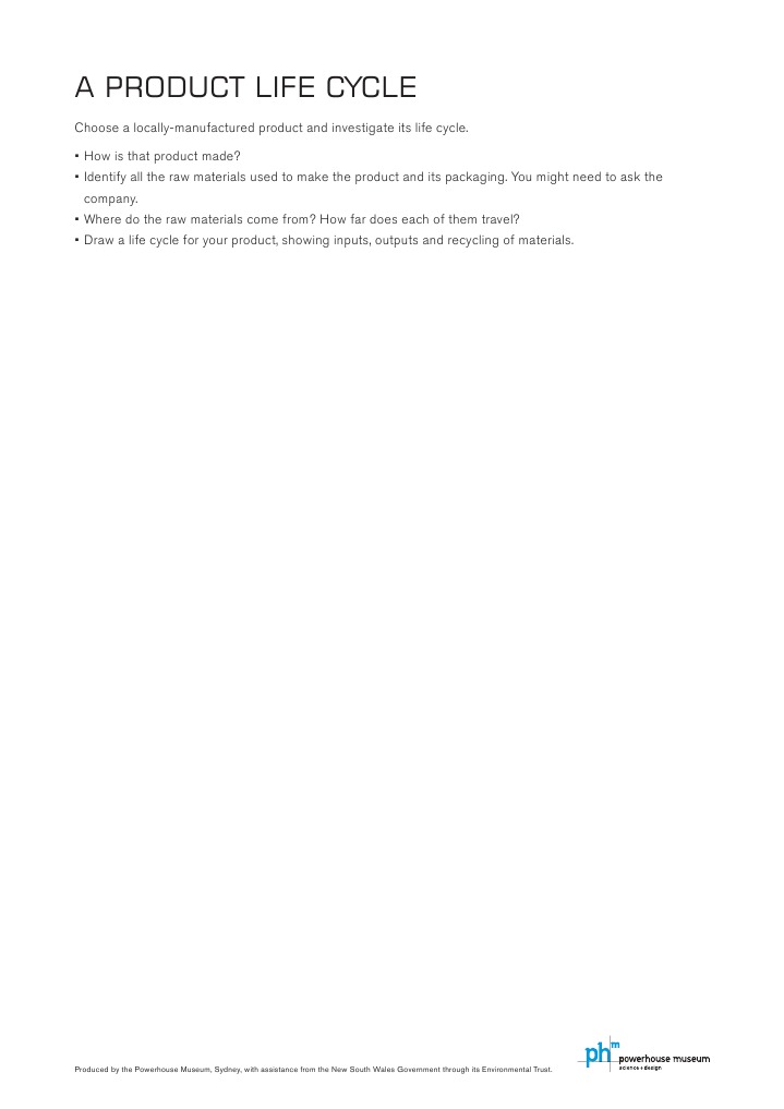 EcoLogic :: Worksheet :: Product Life Cycle Analysis: A Product Life ...