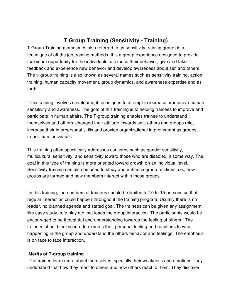 T Group Training | PDF | Psychological Concepts | Behavioural Sciences