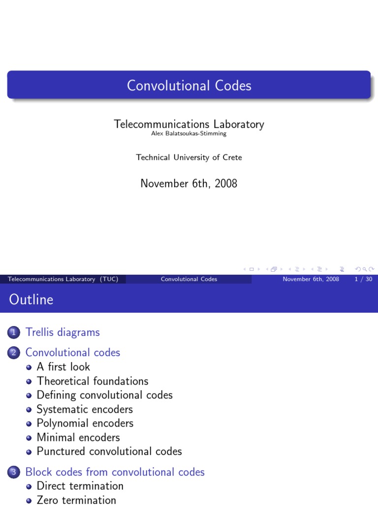 Convolutional Codes: Telecommunications Laboratory | PDF