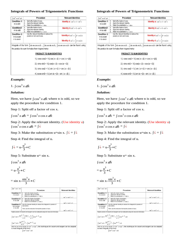CALCULUS 2 - MODULE 12 Integrals of Powers of Trigonometric Functions ...