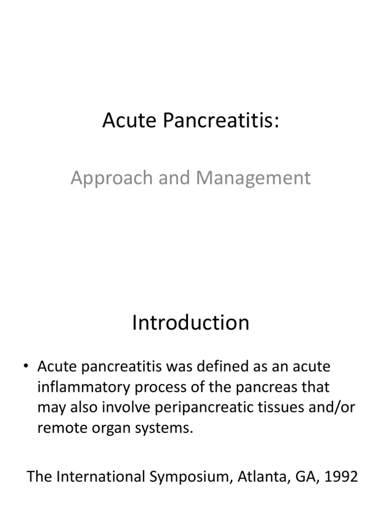 Acute Pancreatitis:: Approach and Management | PDF | Medical ...
