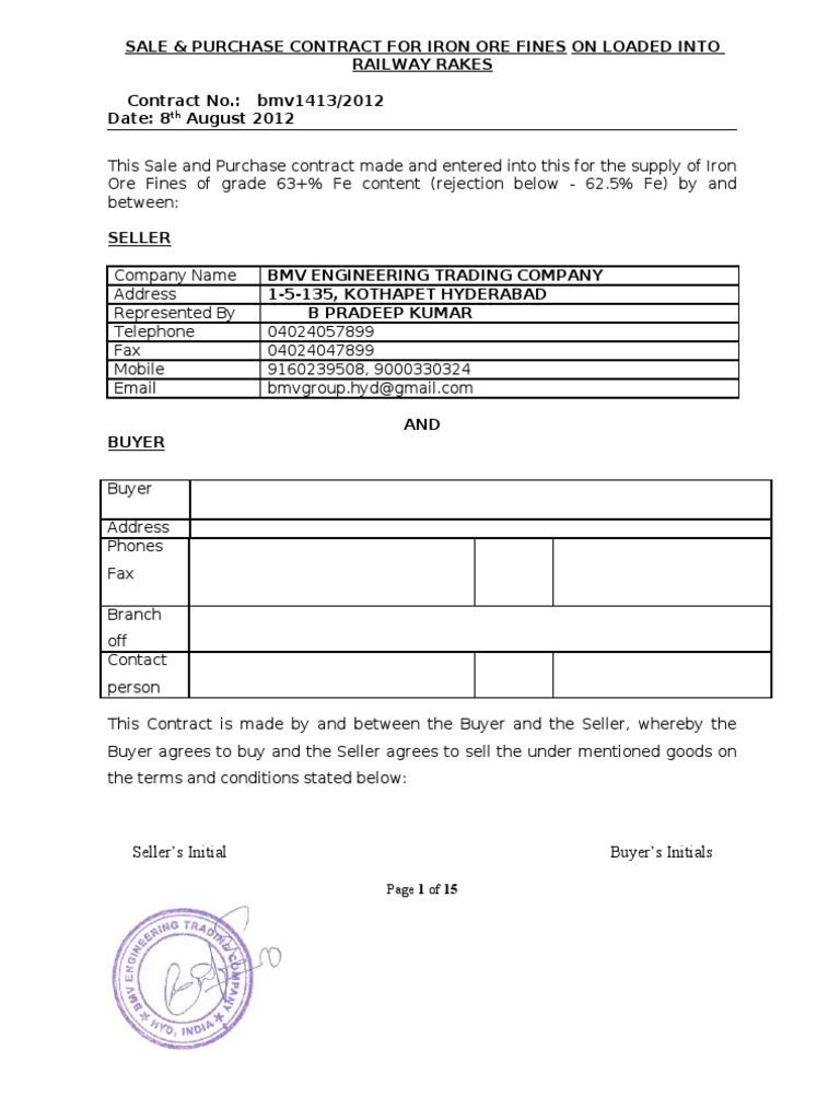 Sale Contract 1 | PDF | Arbitration | Sales