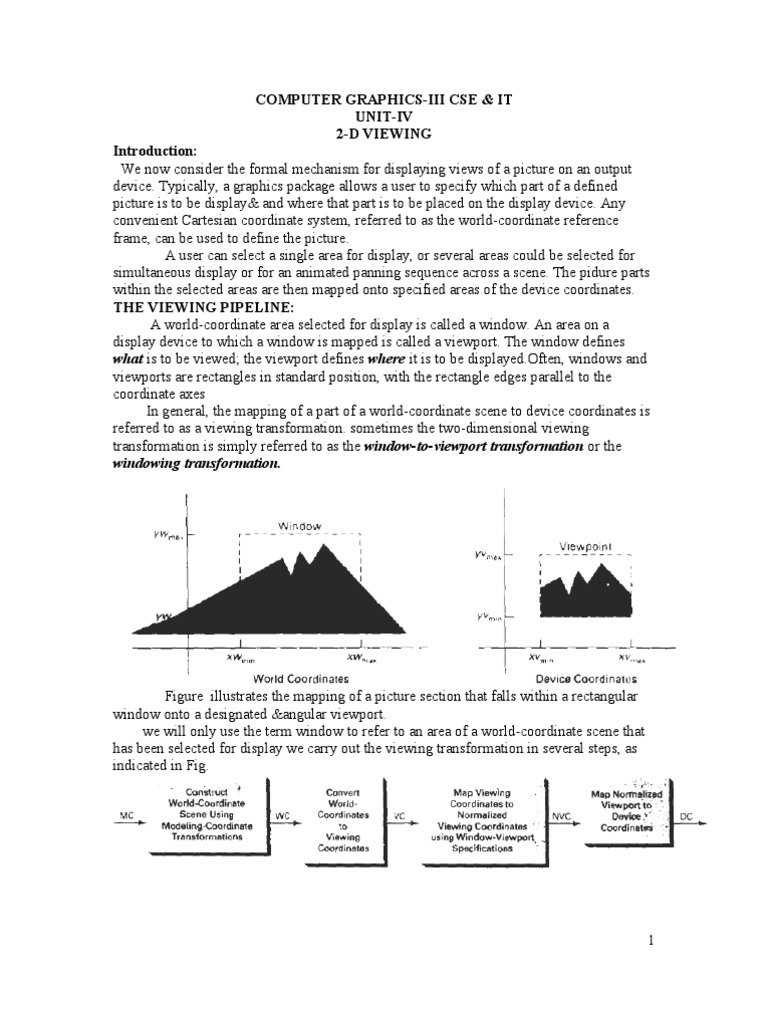 Computer Graphics-Iii Cse & It Unit-Iv 2-D Viewing | Download Free PDF | Parameter (Computer ...