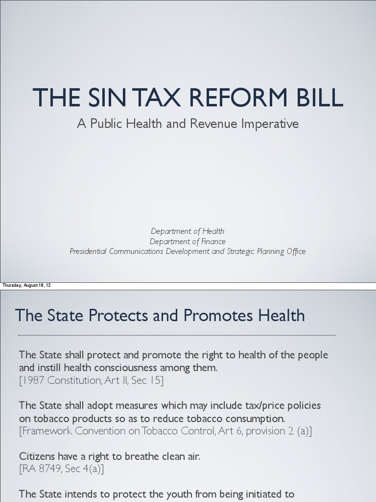The Sin Tax Reform Bill | PDF | Tobacco Smoking | Addiction